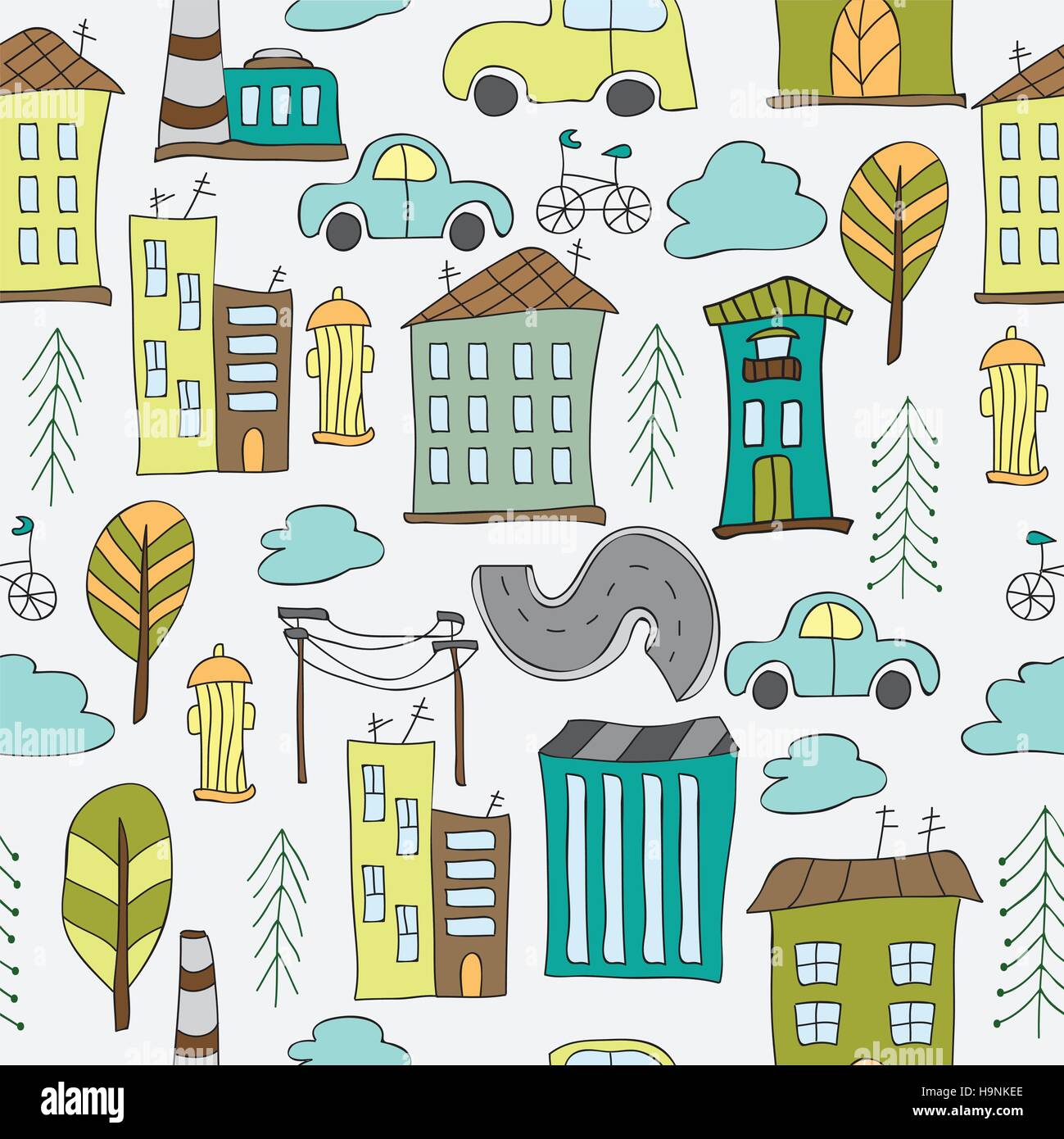 Illustration of seamless city - pattern with houses Stock Vector Image ...