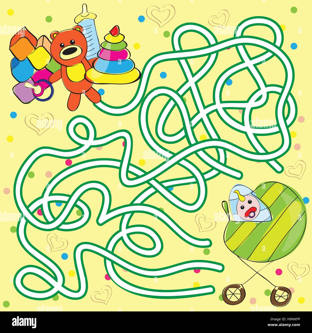 Vector maze for kids - help the baby to get toys Stock Vector Image ...
