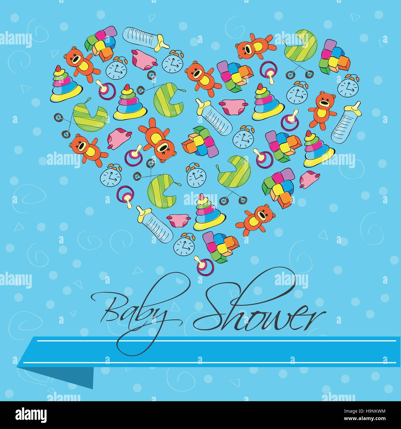 Heart Shape Baby Shower Invitation Card in Vector Stock Vector Image ...