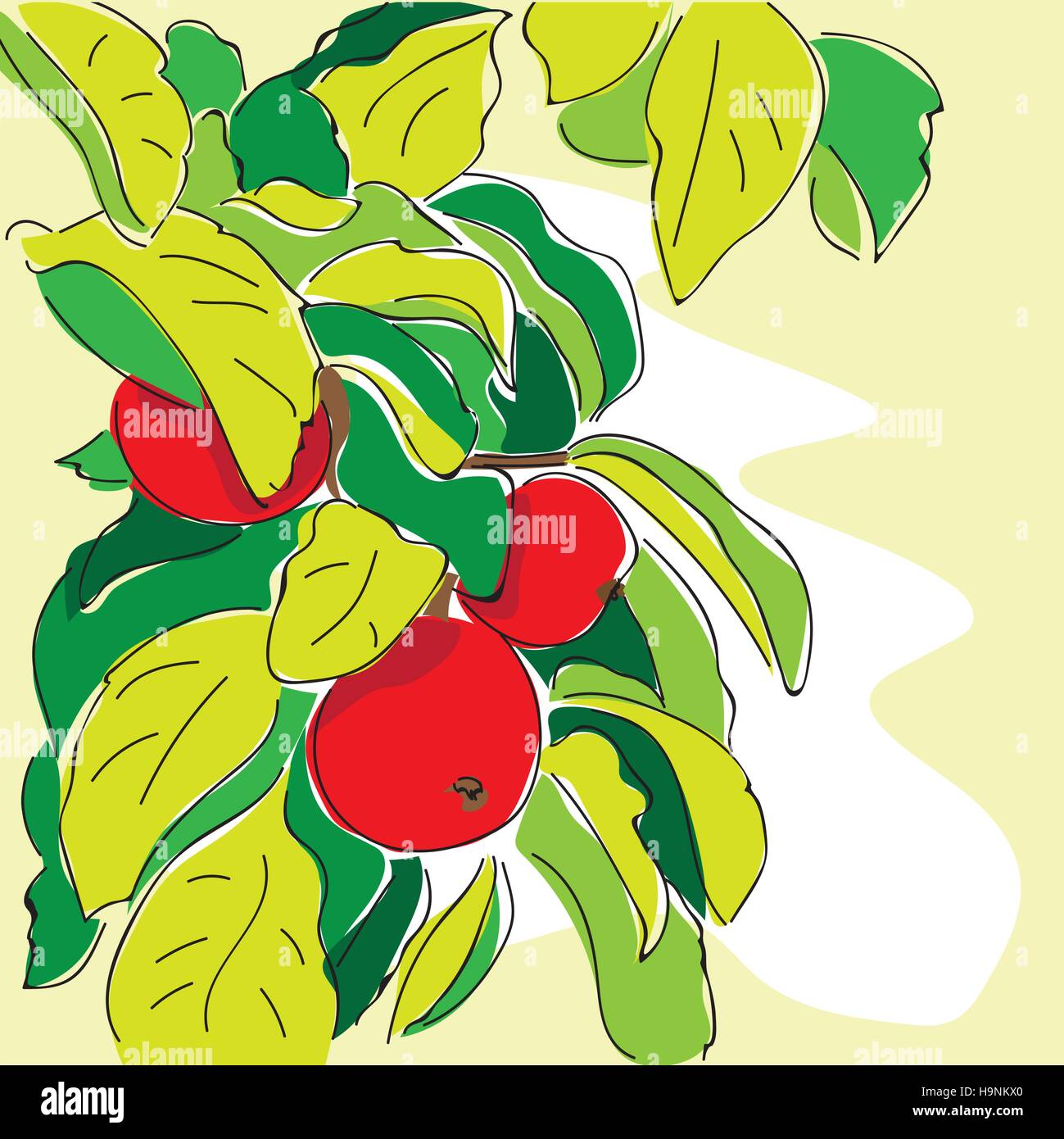 Ladder on apple tree Stock Vector Images - Alamy