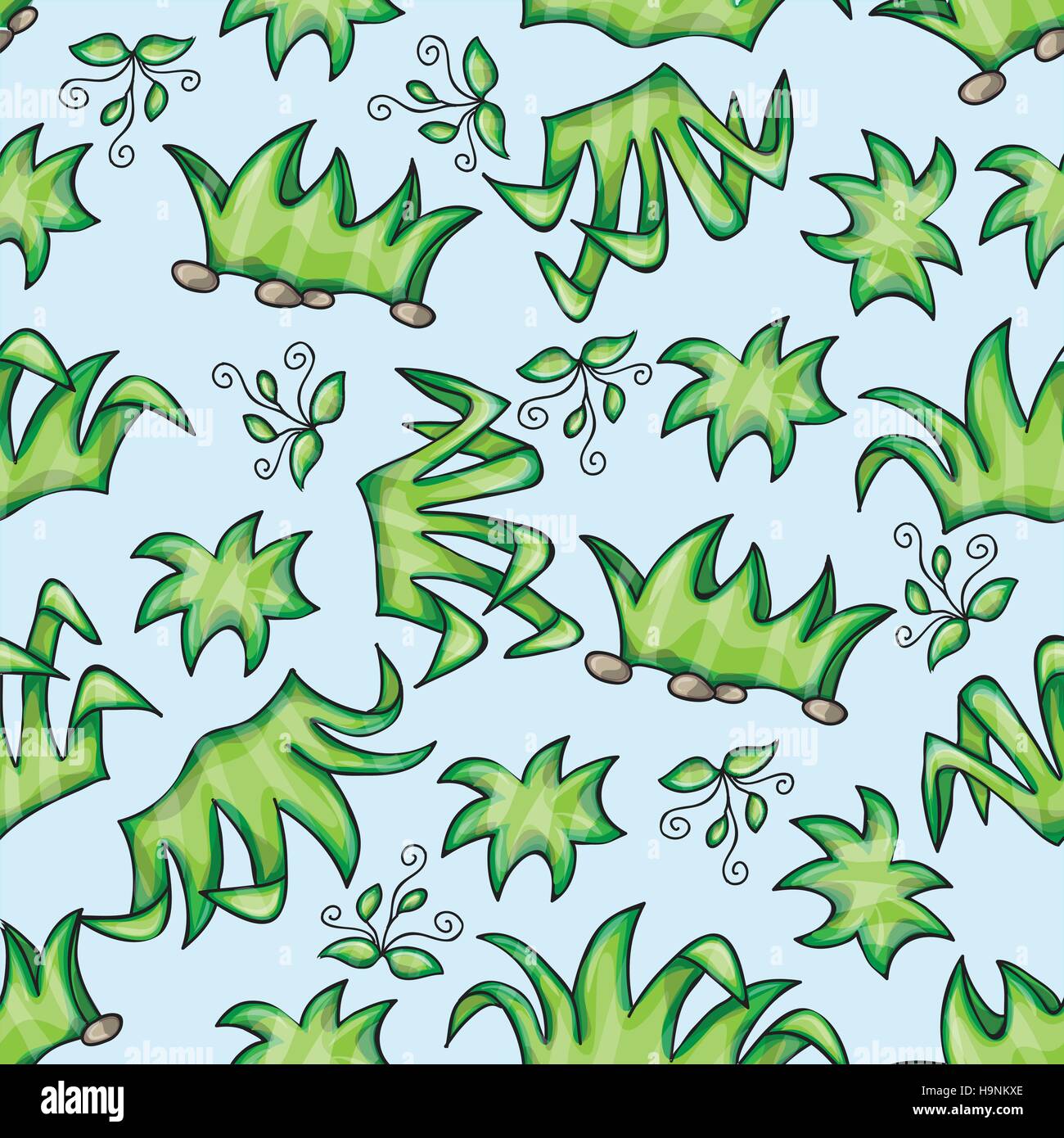 Vector seamless pattern with grass - doodling design Stock Vector Image ...