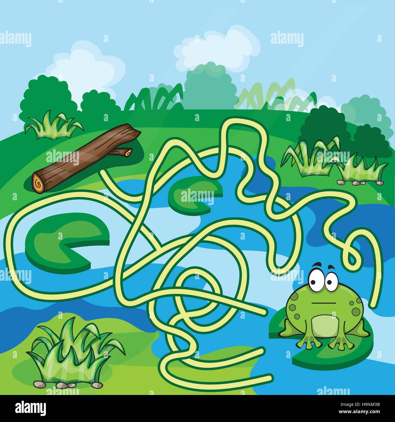 Frogs Maze Game - help the Frog to find his way - vector Stock Vector ...
