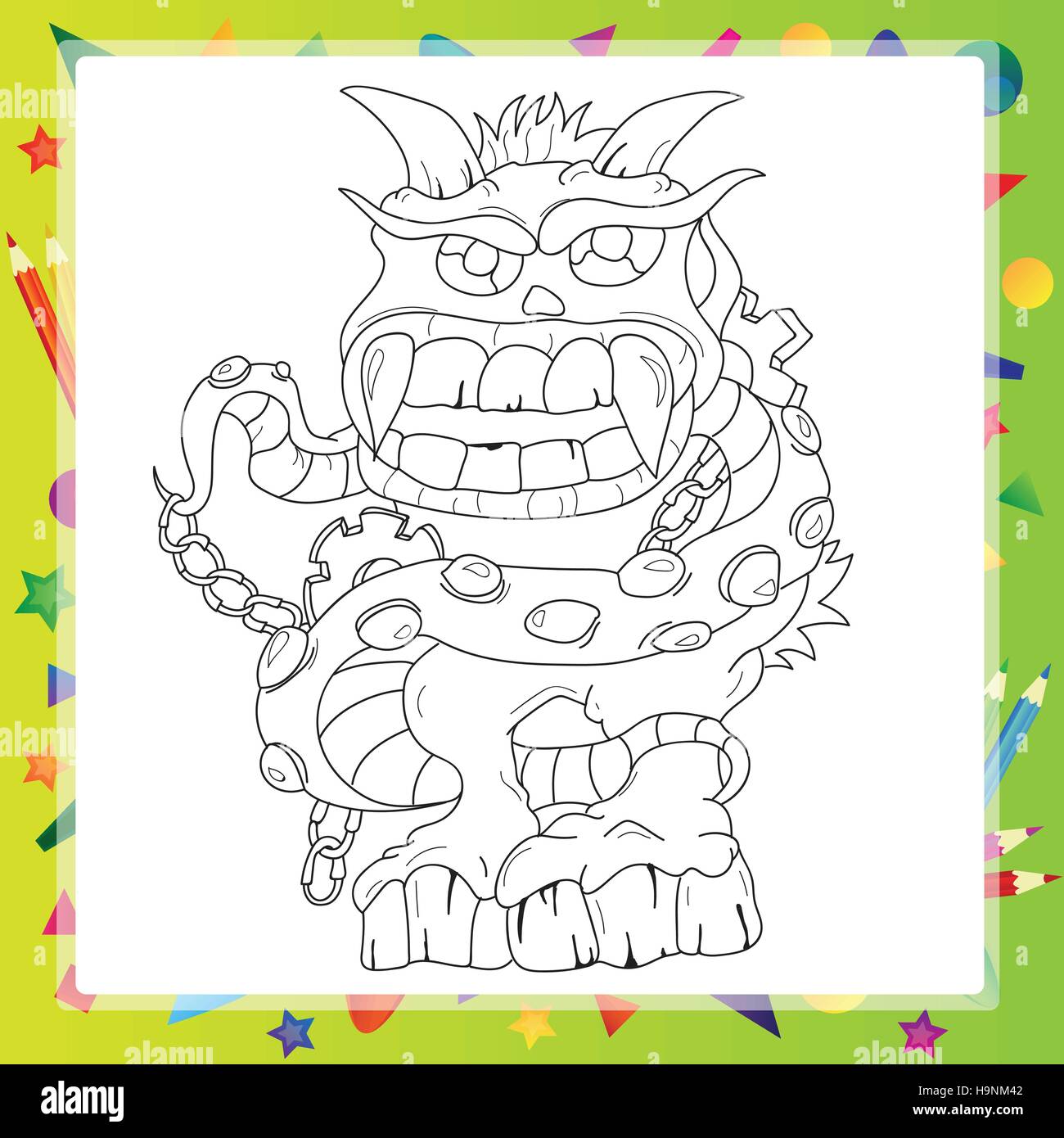 Coloring book - Monster cartoon character - vector illustration Stock ...