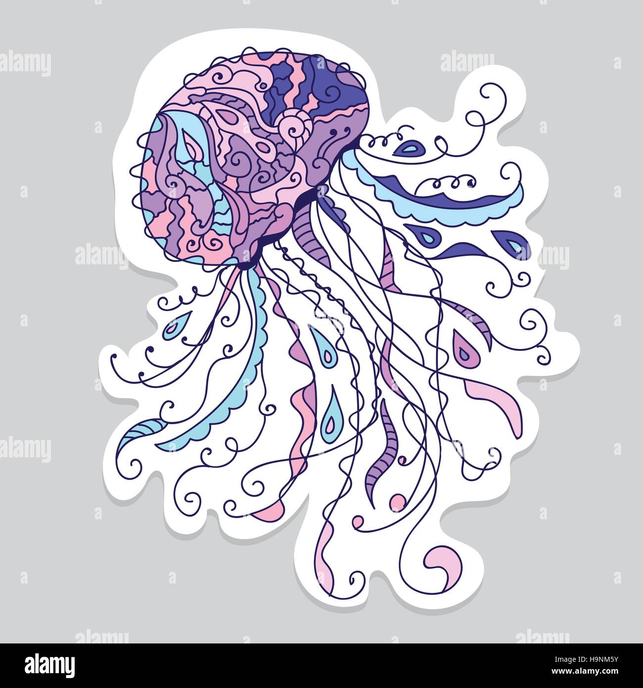 Zentangle stylized Jellyfish - Hand Drawn doodle vector Stock Vector ...