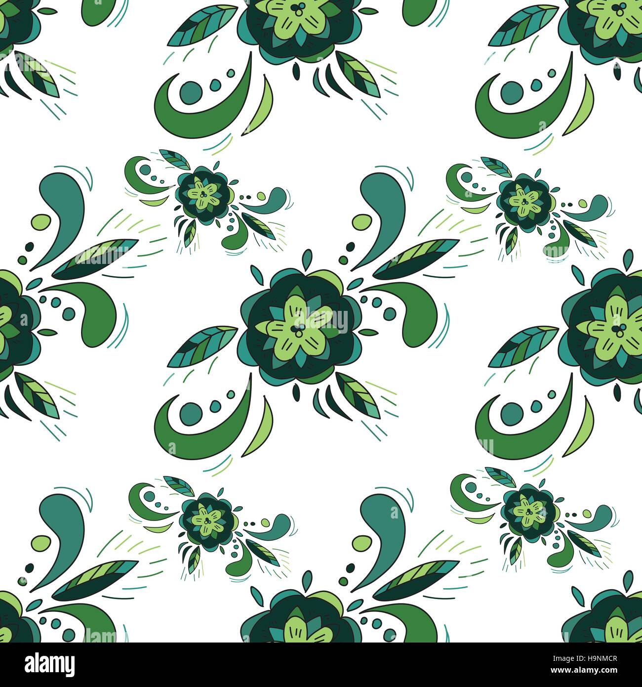 Green Floral seamless background - vector texture with flower Stock ...