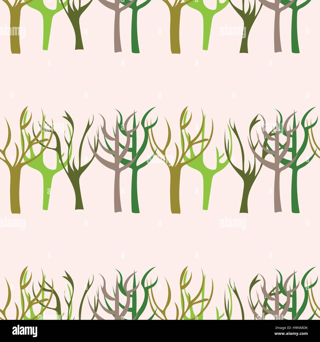 Hand Drawn Trees Seamless Pattern - vector illustration Stock Vector ...