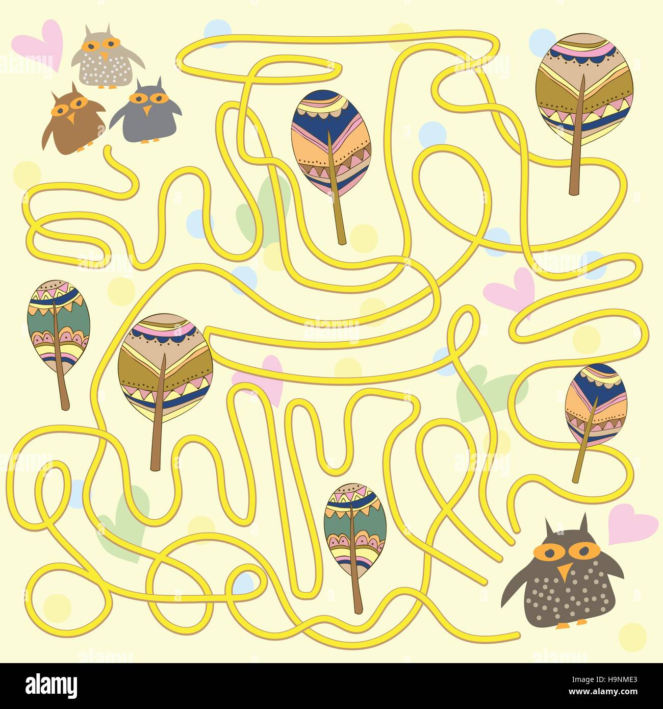 funny owls labyrinth game for Preschool Children Stock Vector Image ...