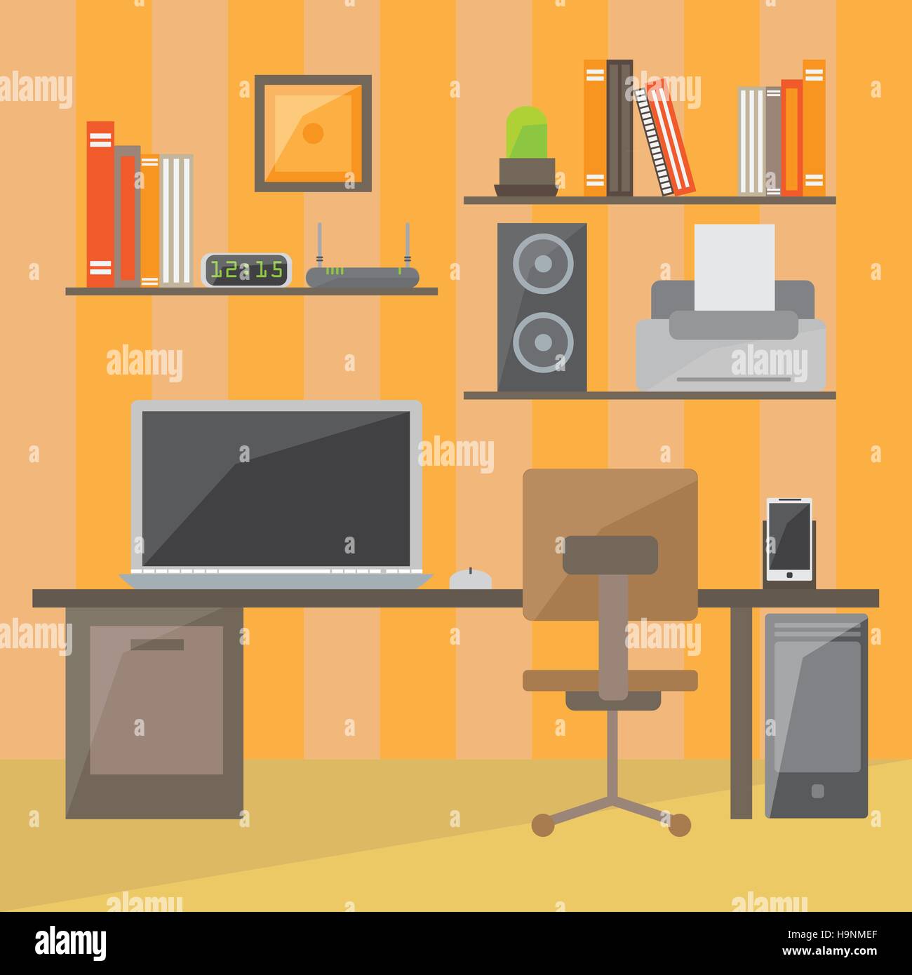 Modern office interior in flat design. Interior office room. Office ...