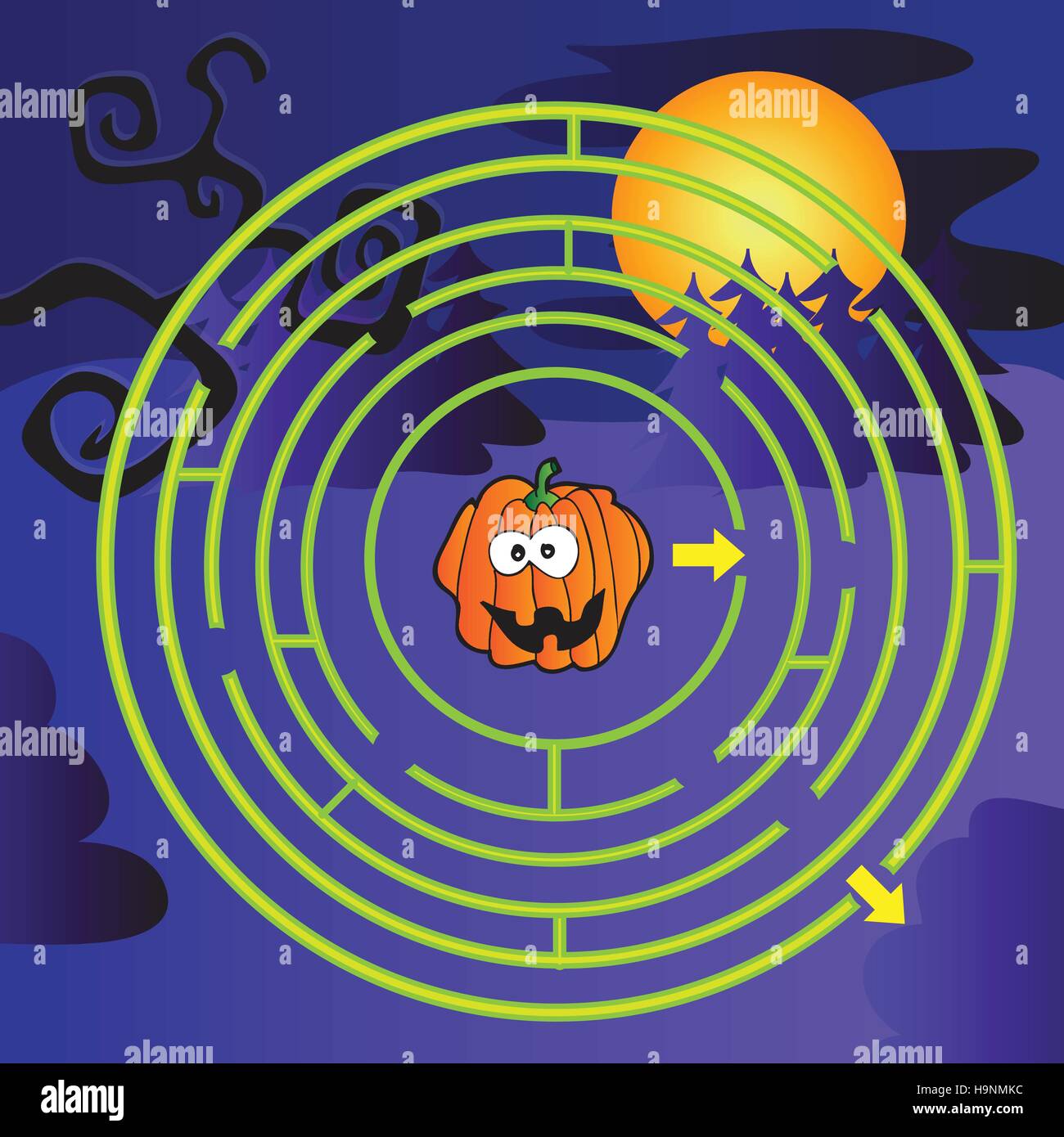 Halloween Maze for children with funny pumpkin Stock Vector Image & Art ...