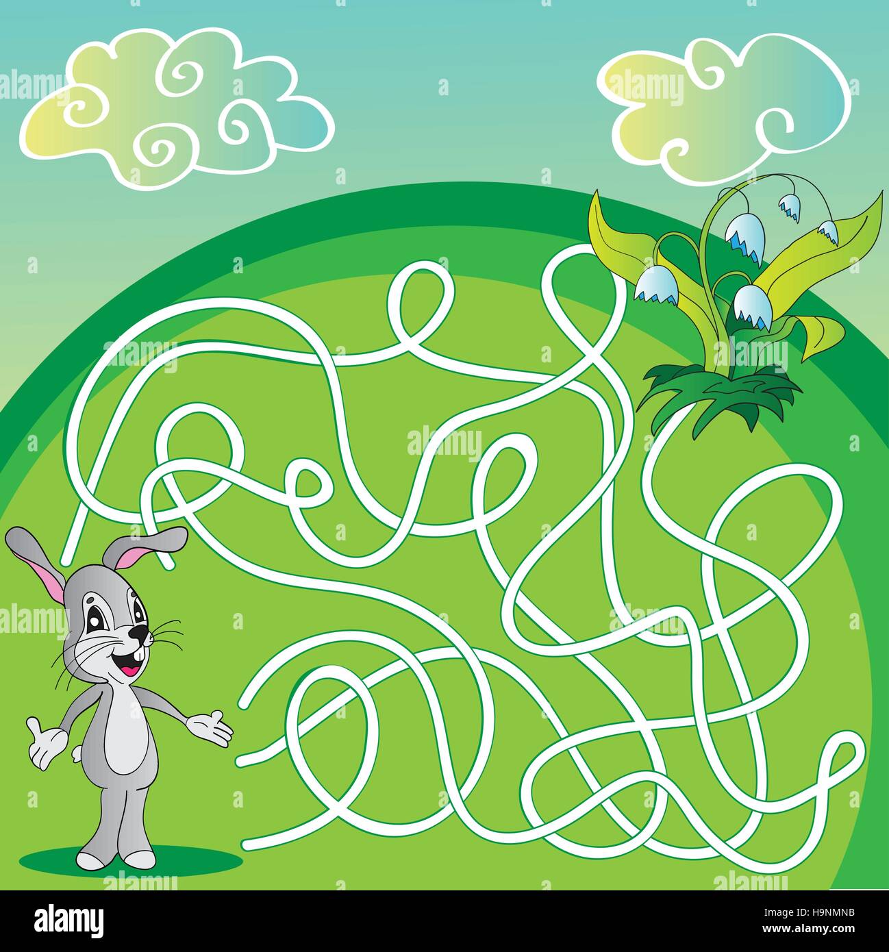 Vector Maze, Labyrinth Game for Children with hare and flowers Stock ...