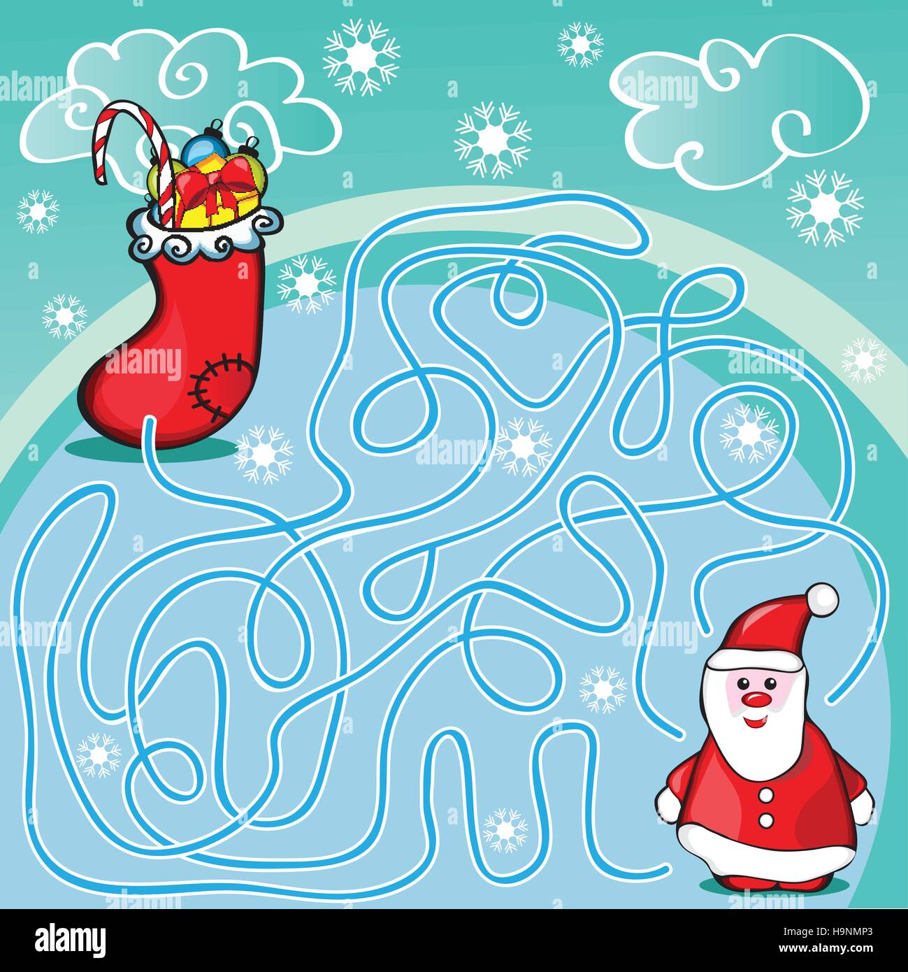 Maze game or activity page for kids - Help Santa to choose the right ...