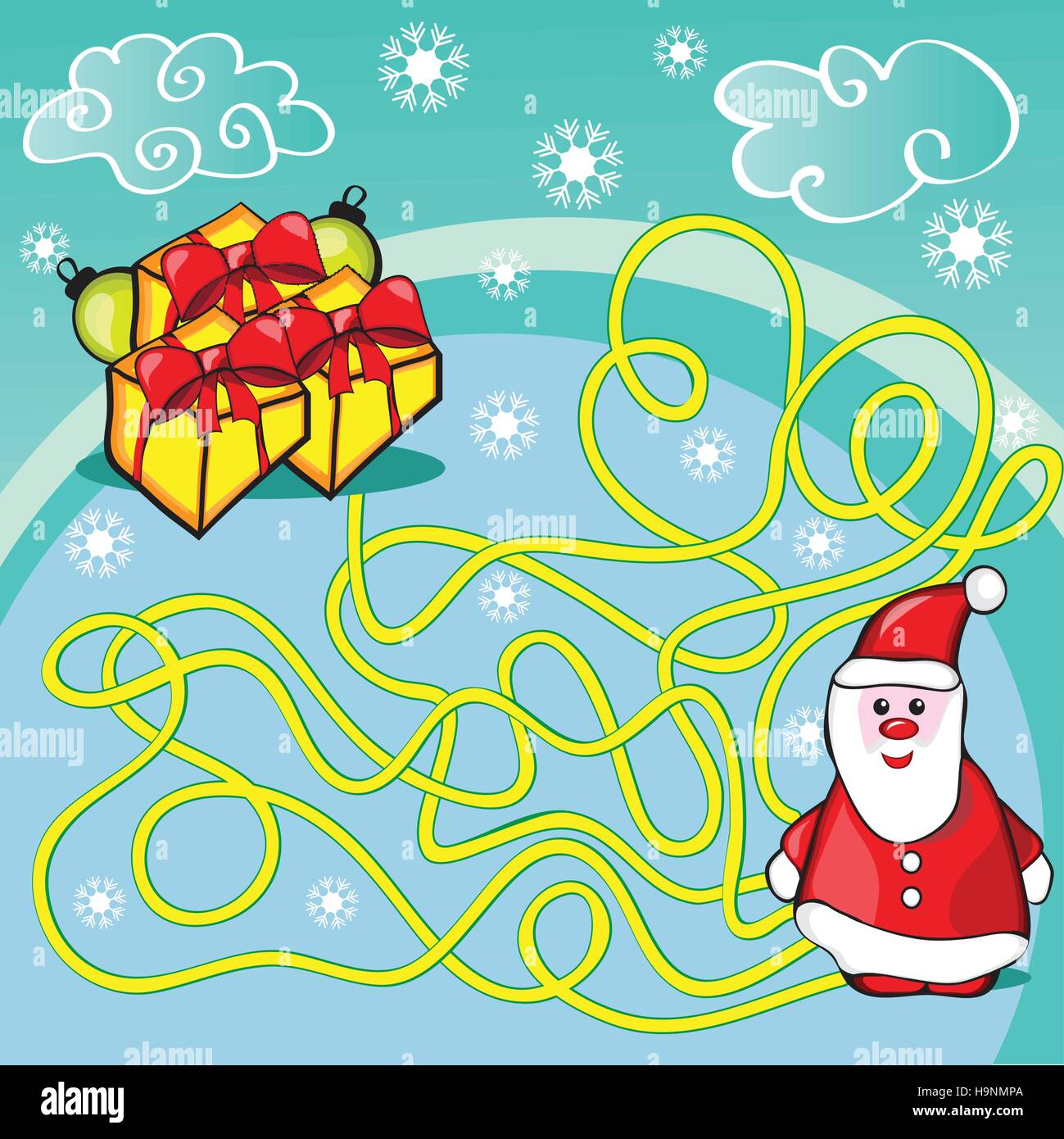 Maze game or activity page for kids - Help Santa to choose the right ...
