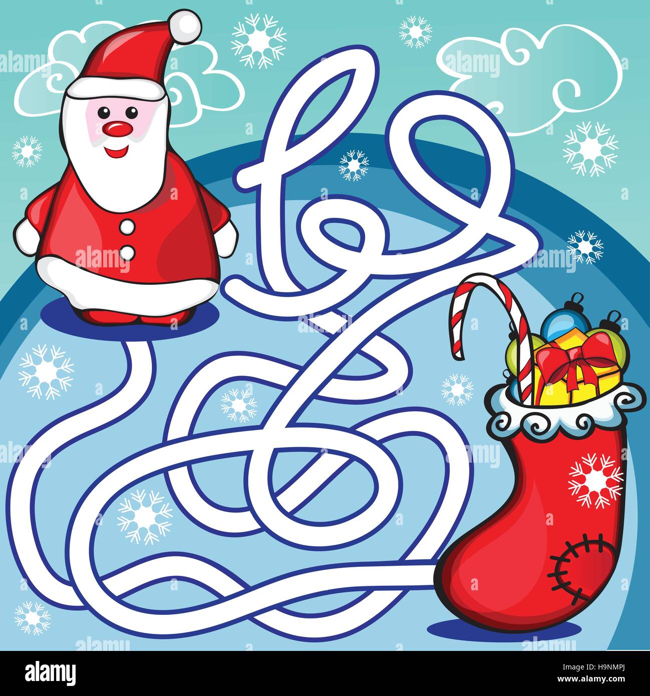 Maze game or activity page for kids - Help Santa to choose the right ...