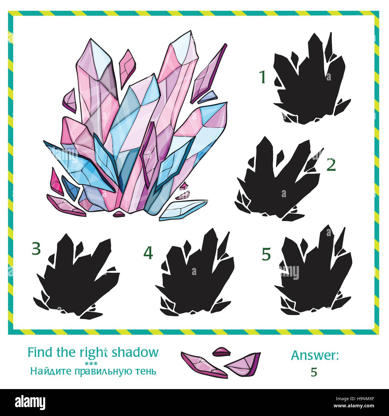 Visual puzzle Find the right shade to the picture - a game for kids ...