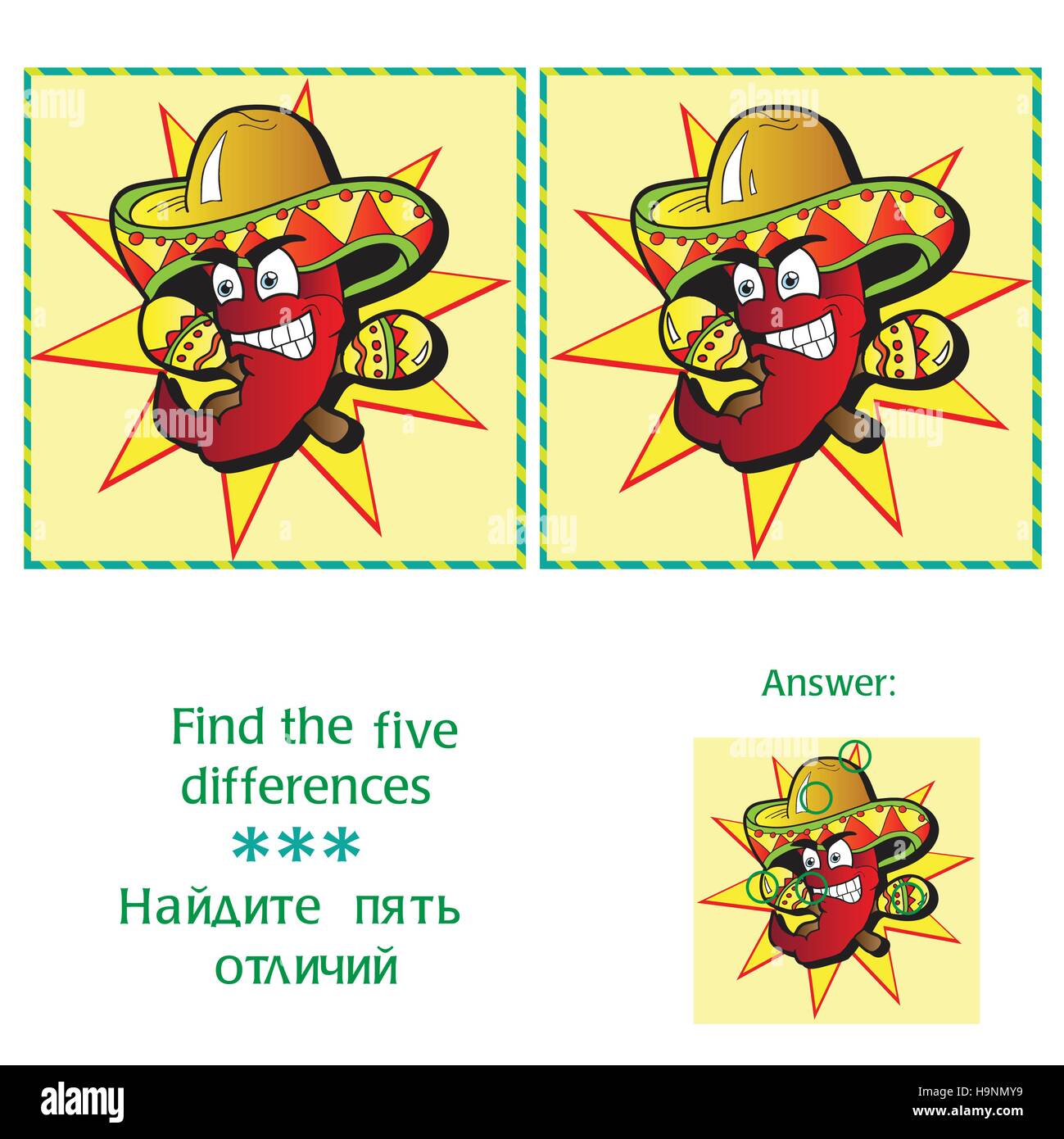 Find 5 differences - puzzle for kids - vector Stock Vector Image & Art ...