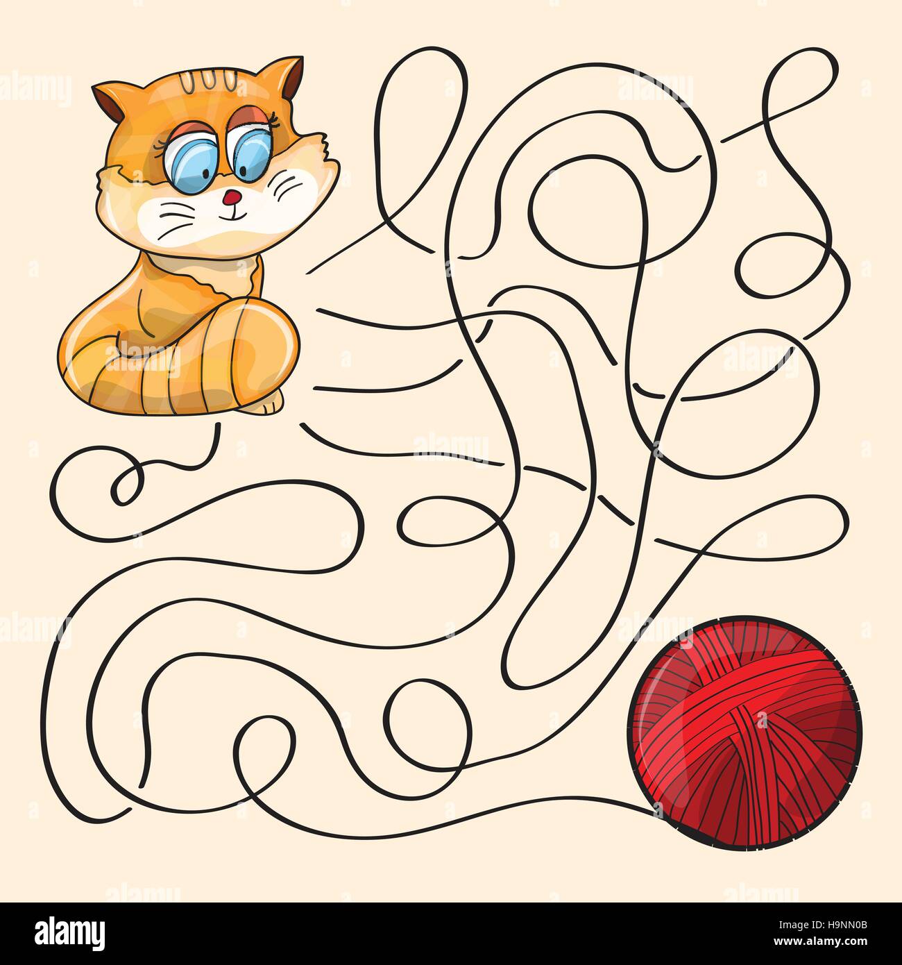 Kitten And Wool Ball - Maze Game - vector Stock Vector Image & Art - Alamy
