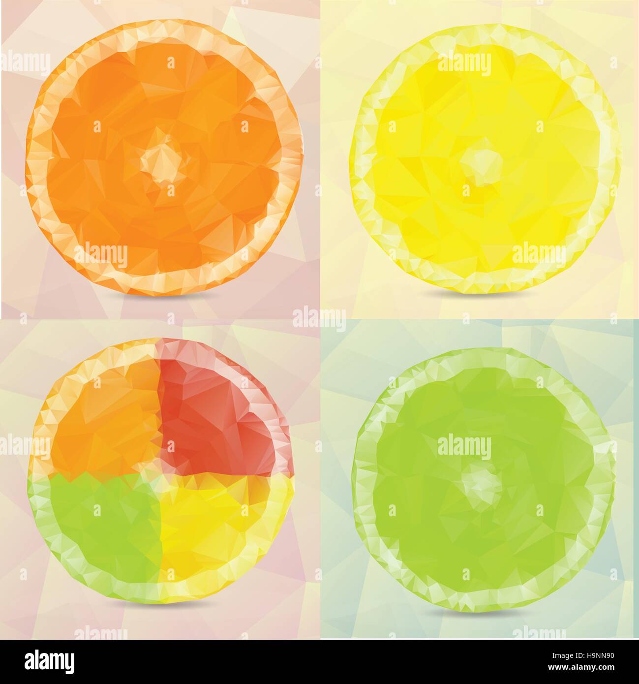 Polygonal fruit Vector set illustration for design Stock Vector Image ...