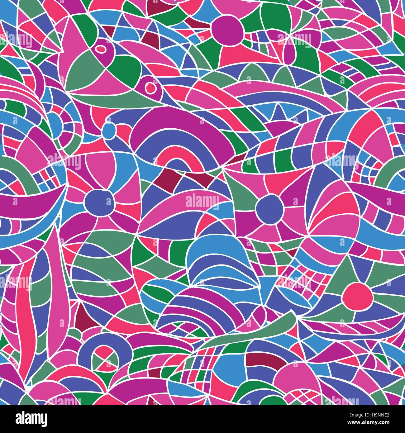 Hand-Drawn Abstract Seamless Pattern - dudling style Stock Vector Image ...