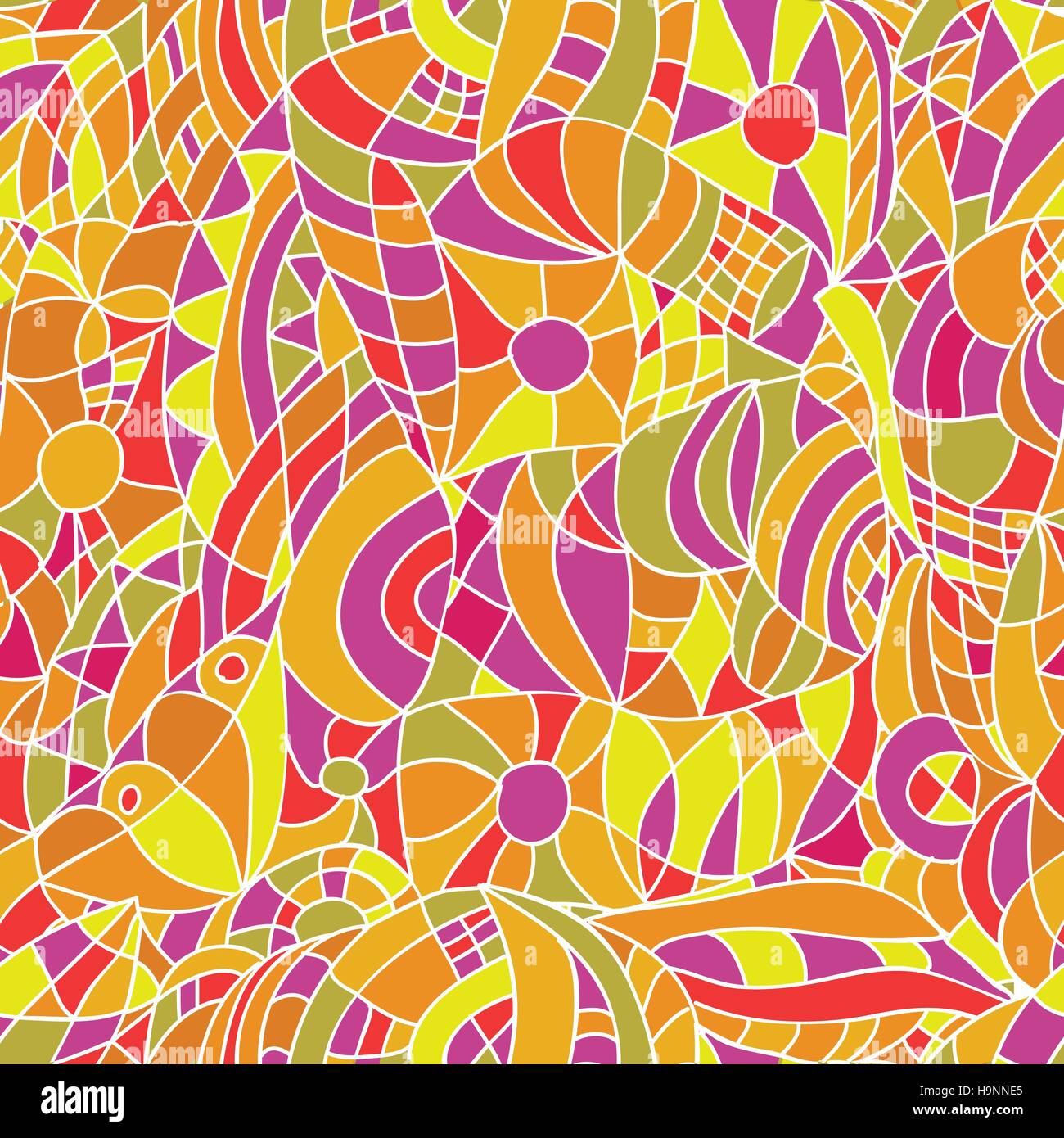 Hand-Drawn Abstract Seamless Pattern - dudling style Stock Vector Image ...