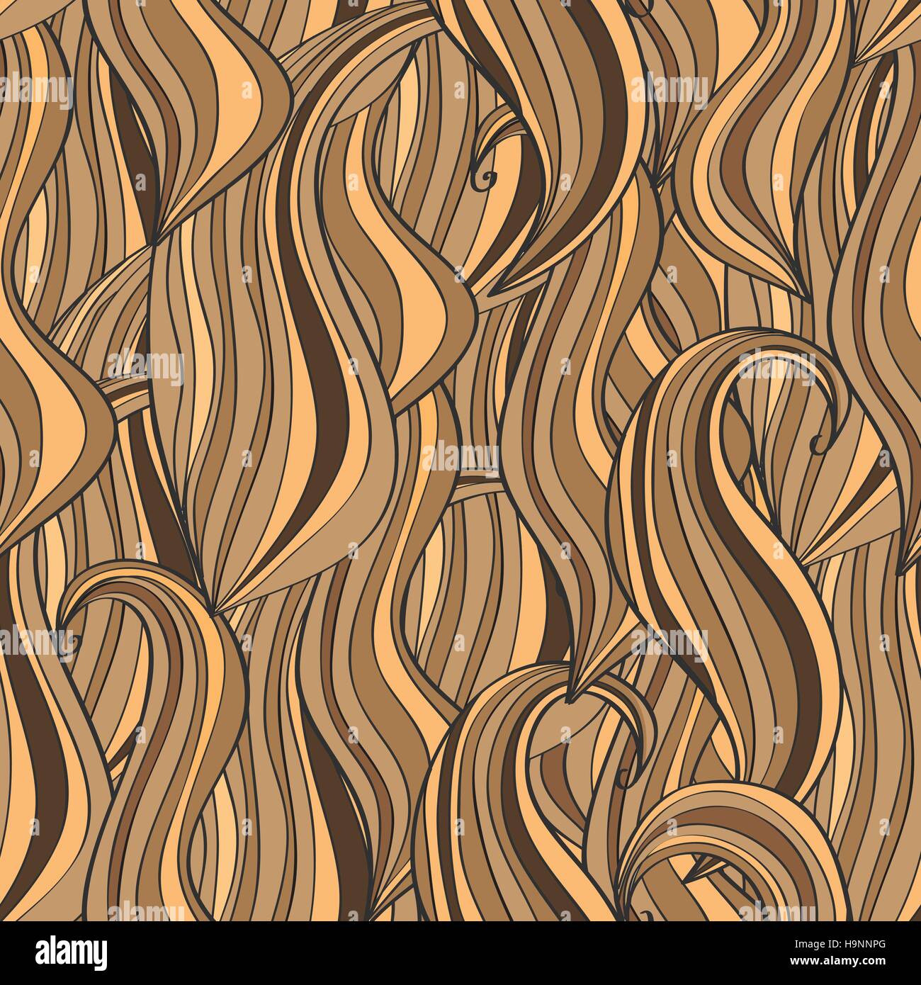 Seamless wave hand-drawn pattern, brown waves background. Can be used ...