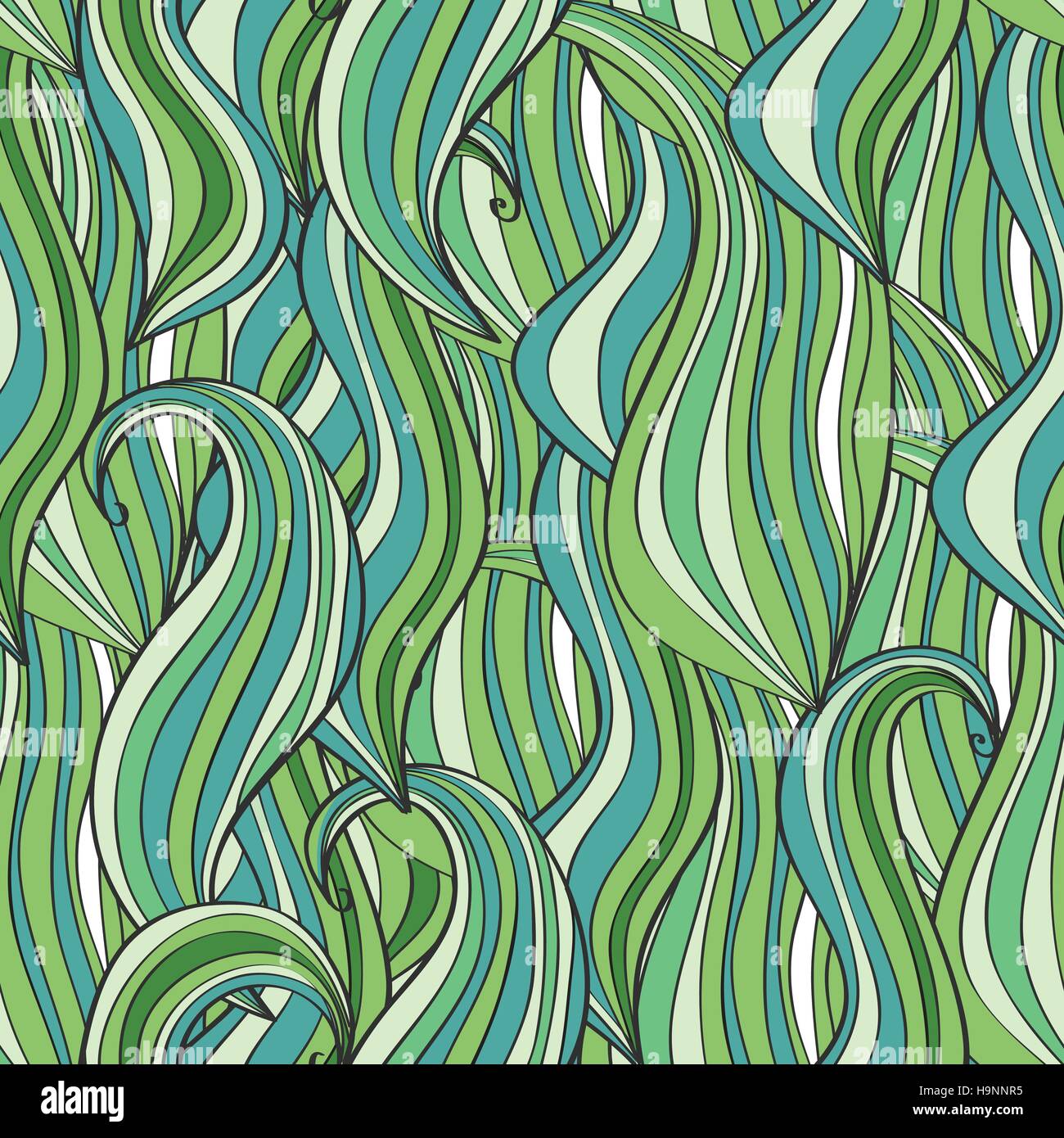 Seamless wave hand-drawn pattern, waves background. Can be used for ...