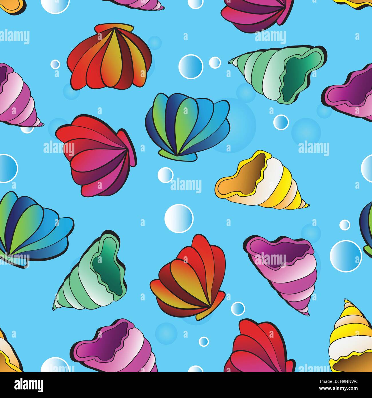 vector seamless background with sea shells Stock Vector Image & Art - Alamy