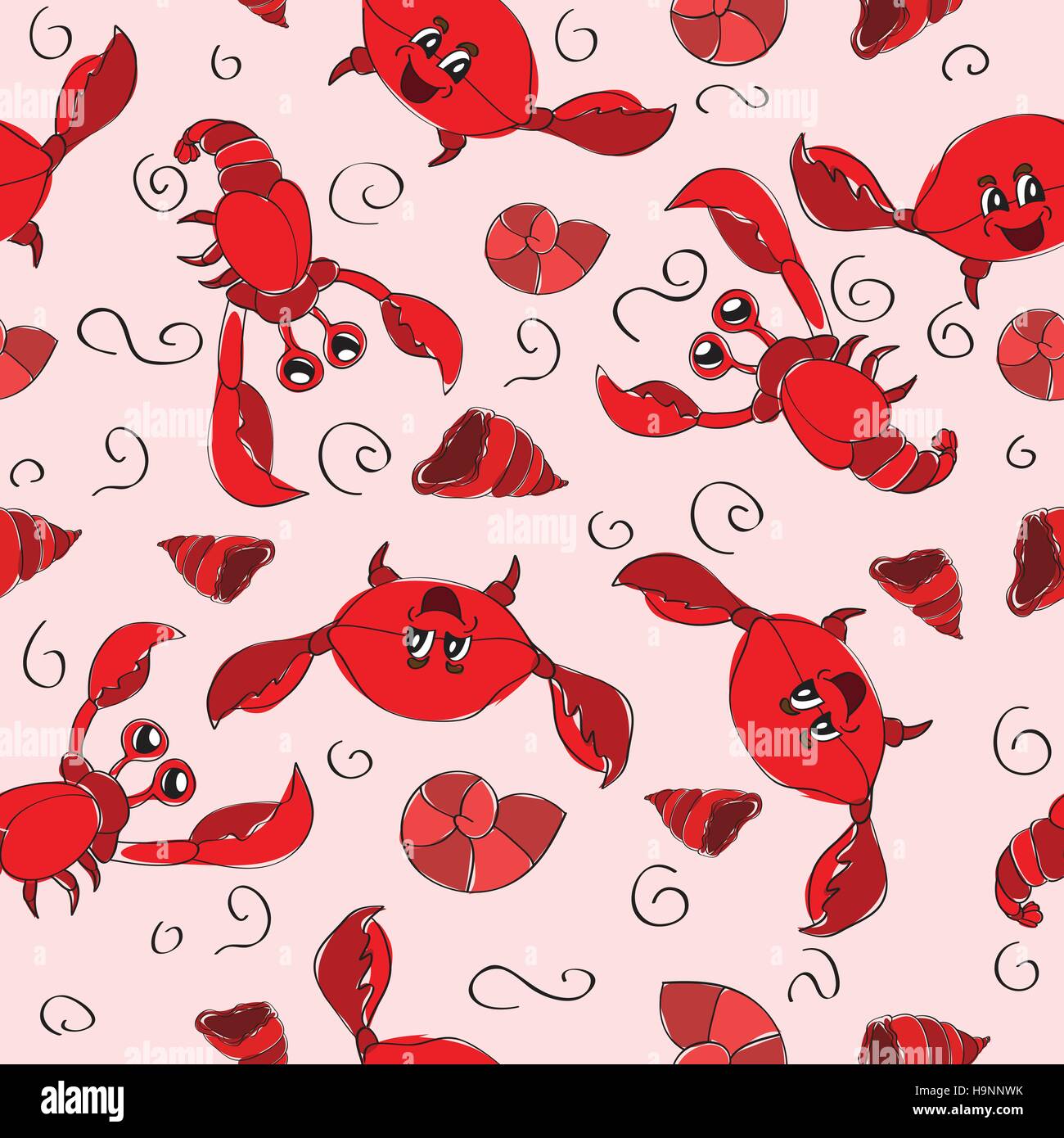 seamless background with crab and crayfish Stock Vector Image & Art - Alamy