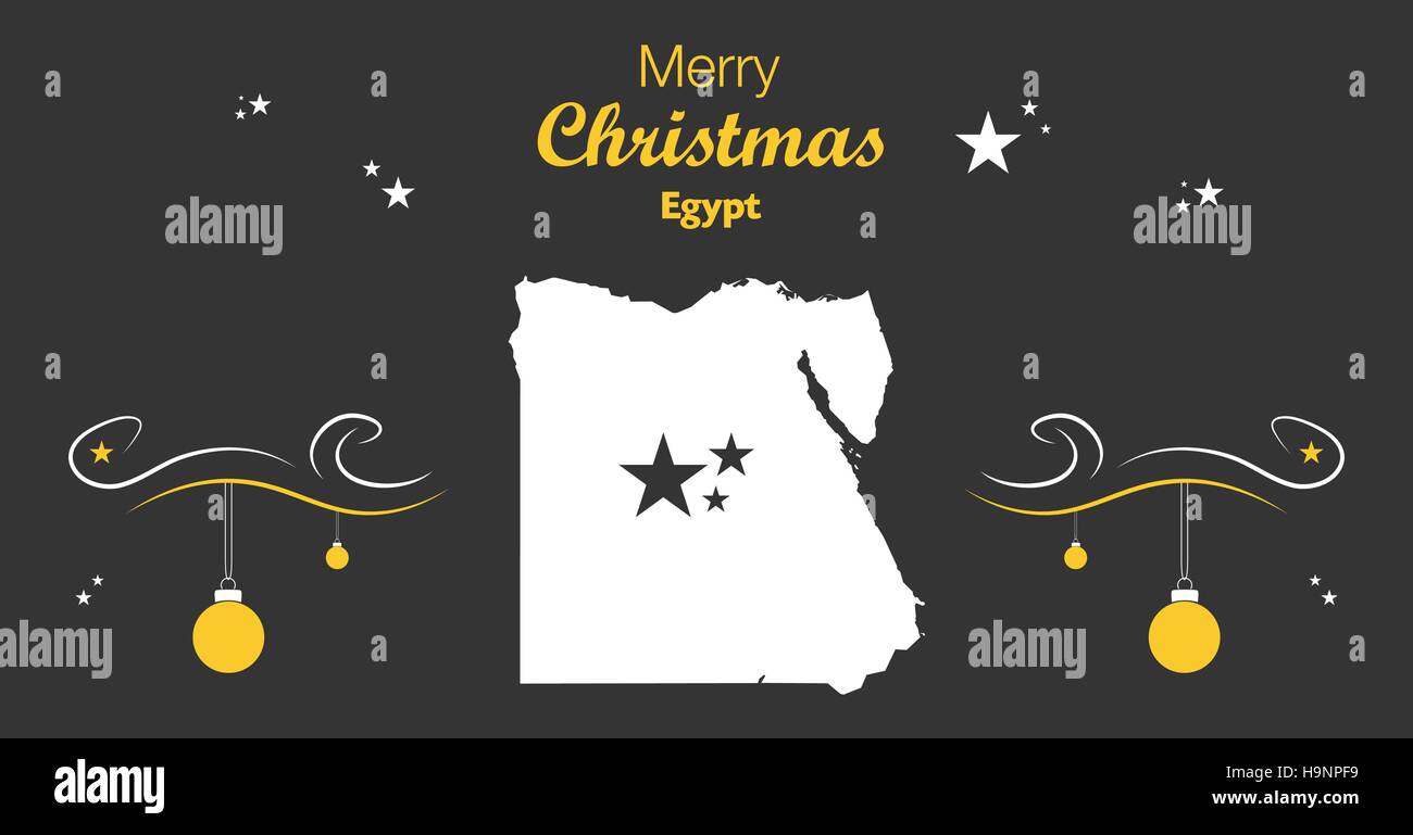 Merry Christmas illustration theme with map of Egypt Stock Vector Image ...