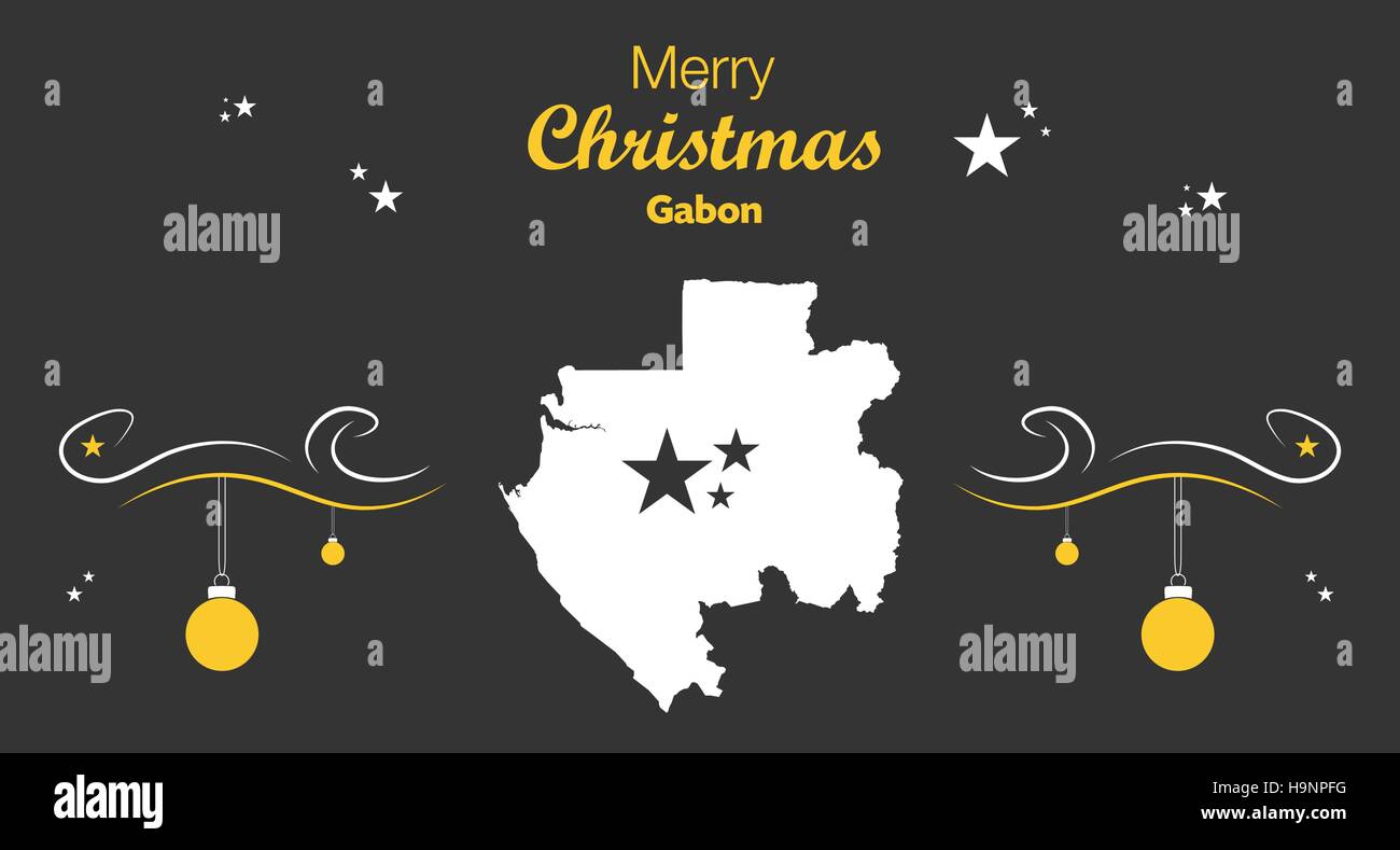 Merry Christmas illustration theme with map of Gabon Stock Vector Image ...