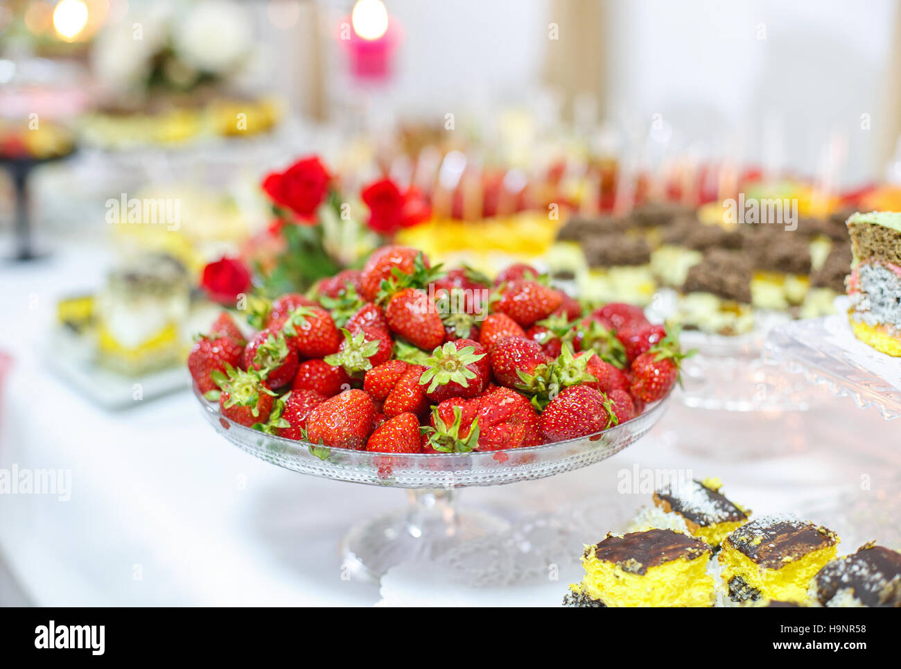 Beautifully decorated Banquet table with fresh fruit Stock Photo - Alamy
