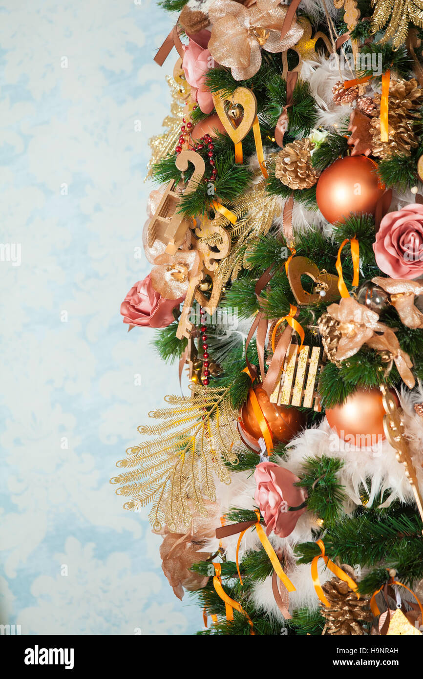 Green New Year tree decorated Stock Photo - Alamy