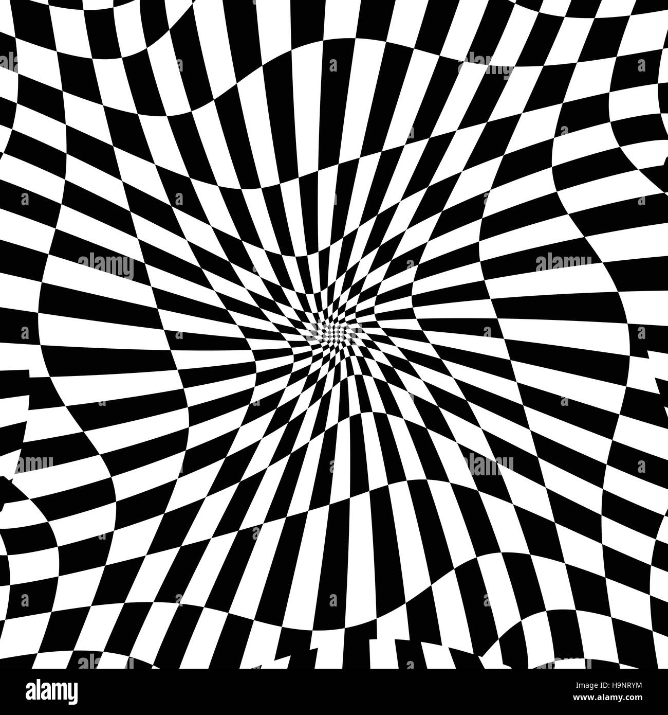 Checkered pattern with distortion effect. Deformed, irregular ...