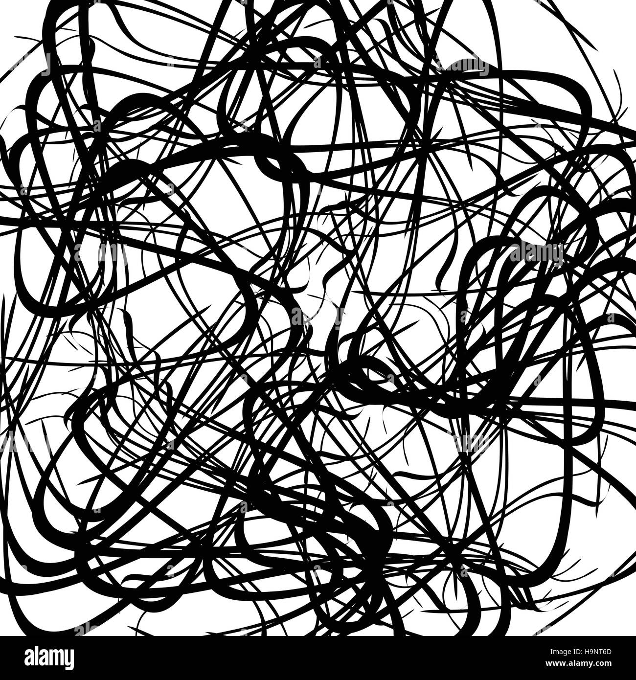 Squiggly chaotic lines artistic monochrome Black and White Stock Photos & Images - Alamy