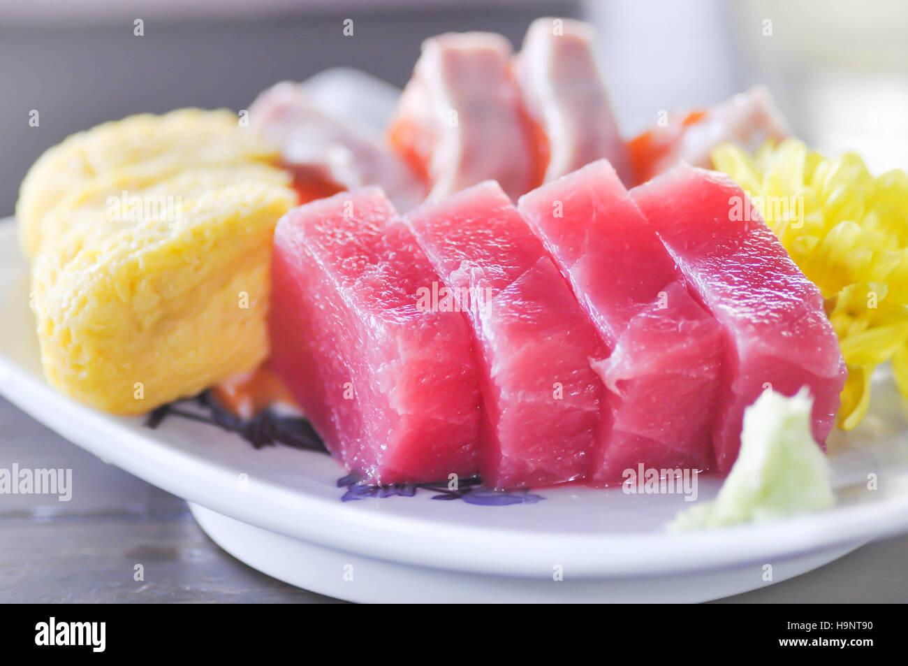 raw fish or raw tuna dish in Japanese style Stock Photo - Alamy