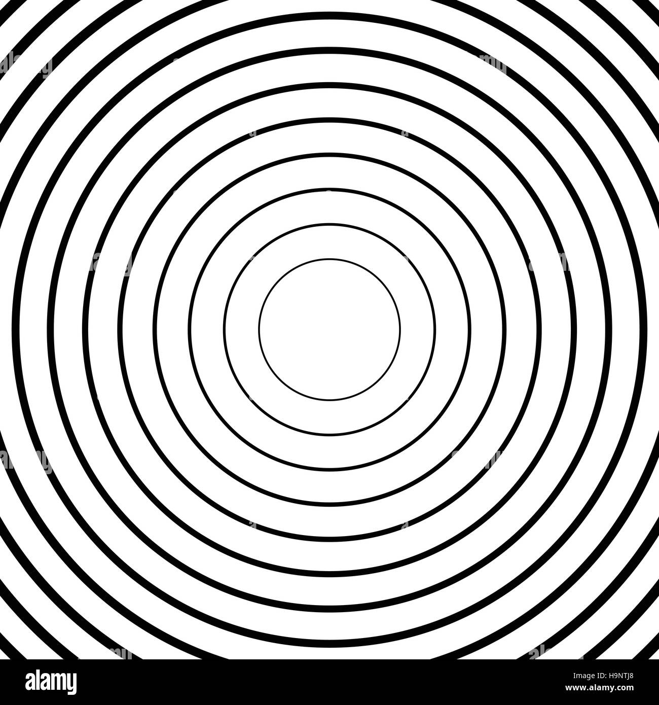 Concentric circles, radial lines pattern(s). Monochrome abstract ...