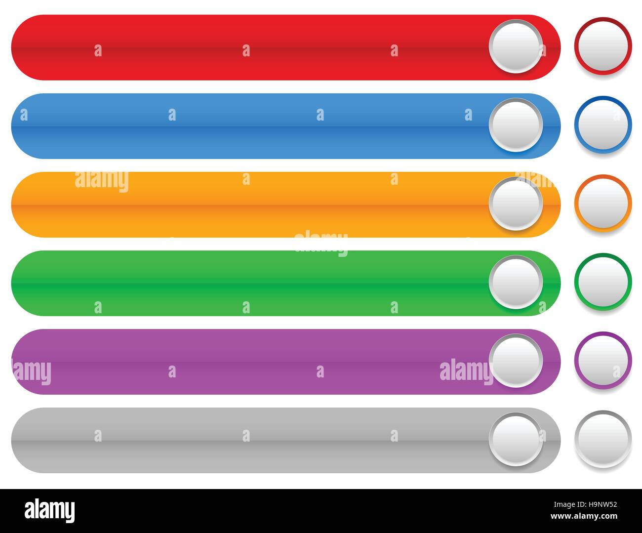 Colorful horizontal, long buttons, banners with rounded corners Stock ...