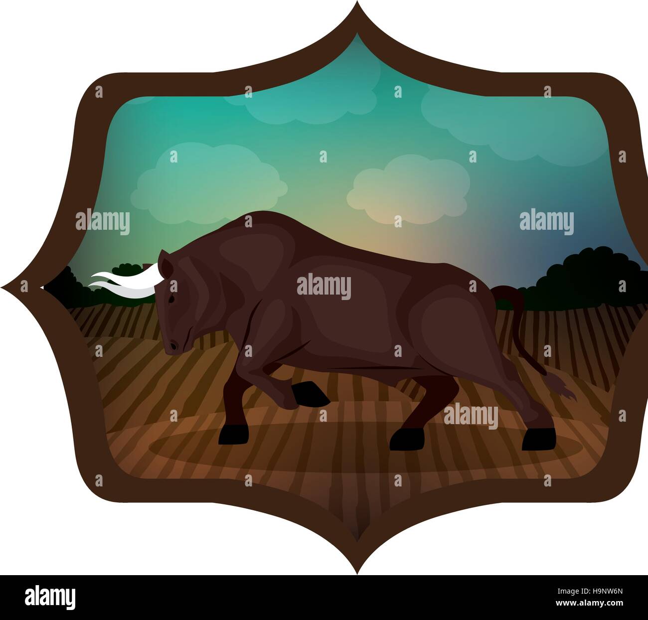Isolated bull animal inside frame design Stock Vector Image & Art - Alamy