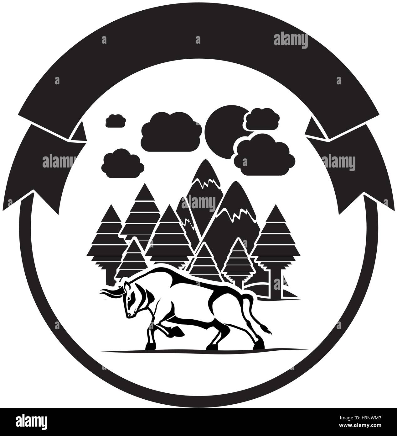 Isolated bull animal inside label design Stock Vector Image & Art - Alamy