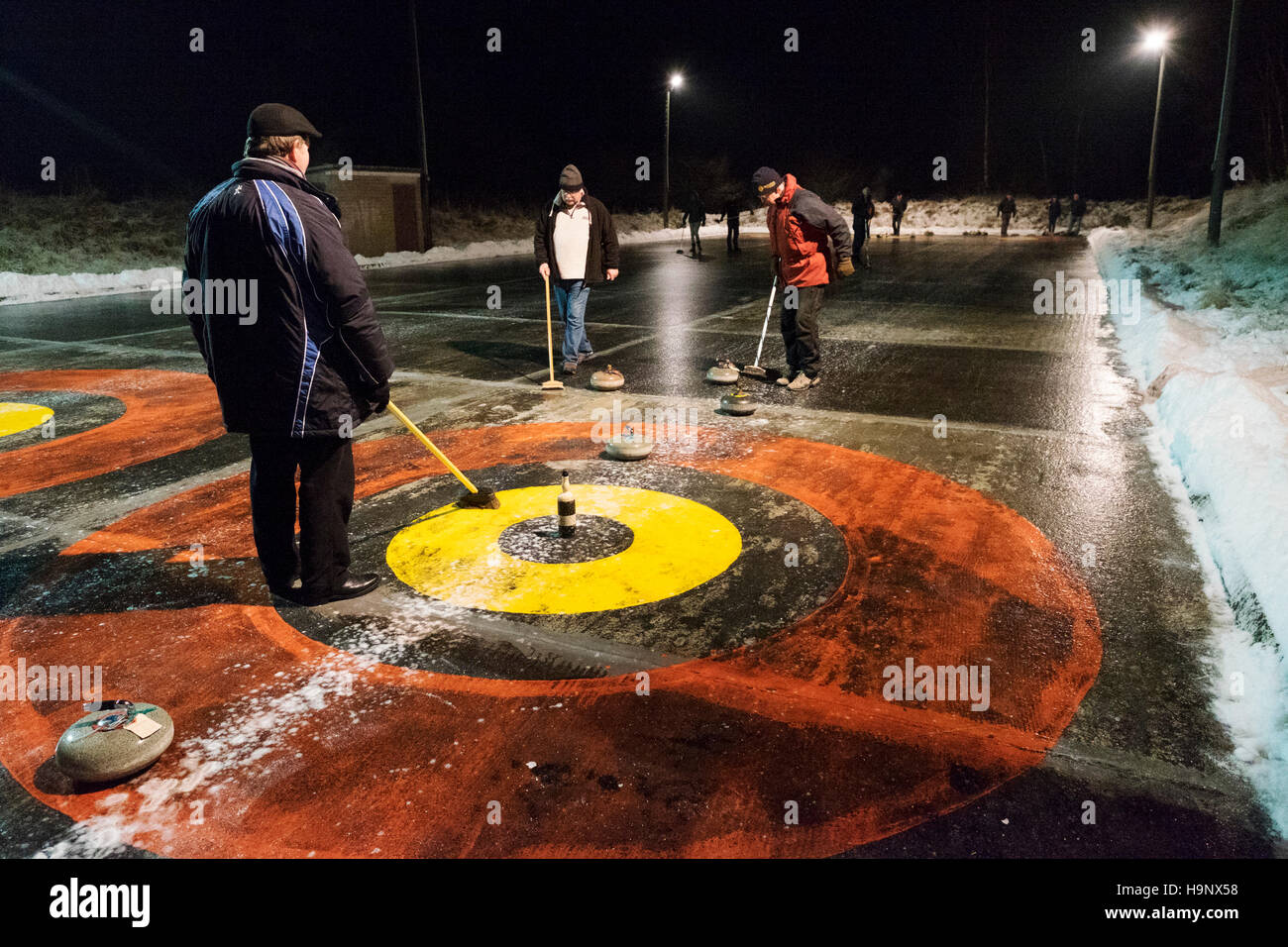 Outdoor curling at Muir of Ord Scottish Highlands Stock Photo - Alamy