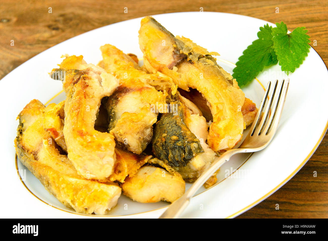 Healthy and Diet Food: Fried Fish Carp Stock Photo - Alamy