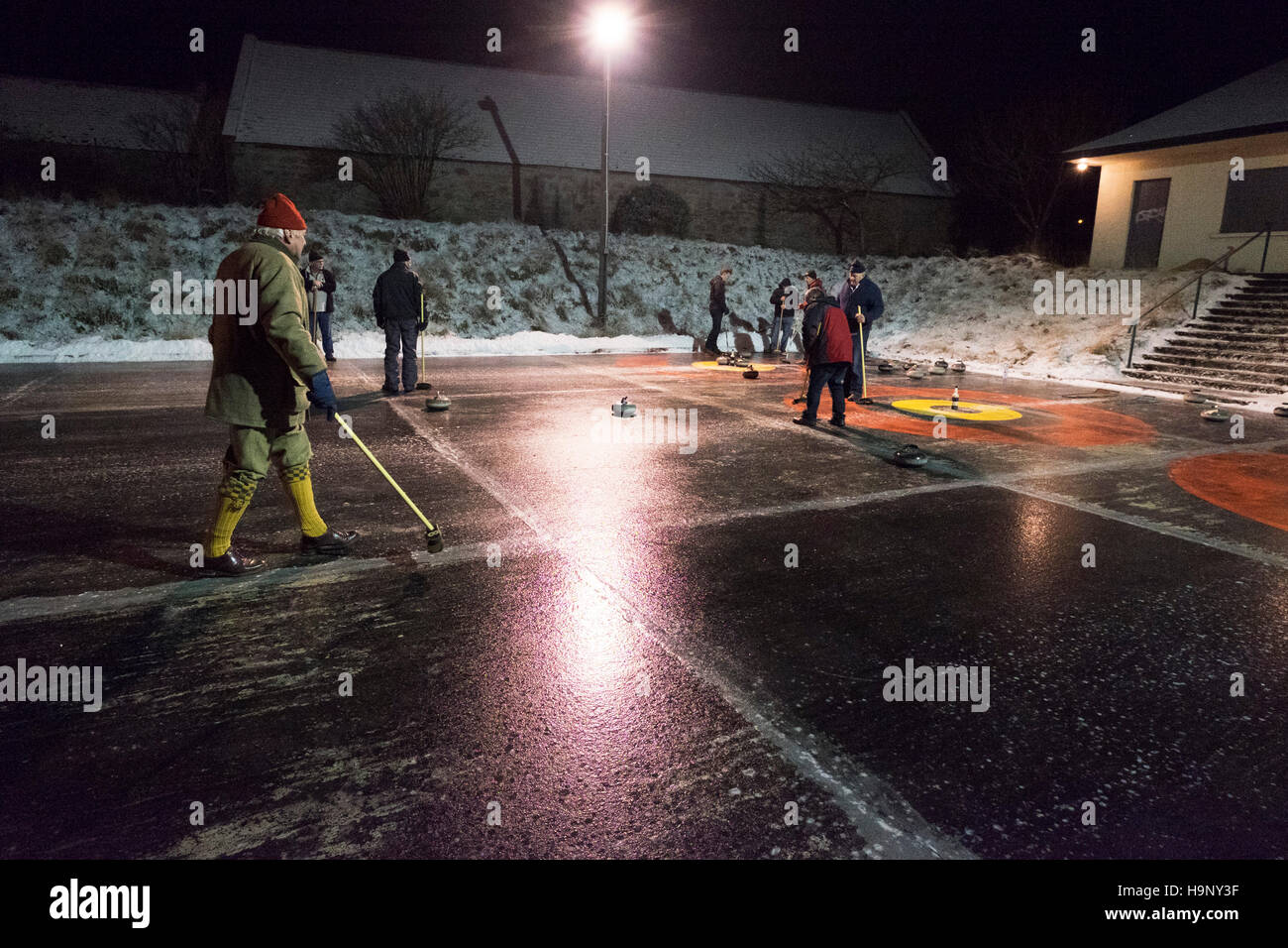 Outdoor curling at Muir of Ord Scottish Highlands Stock Photo - Alamy