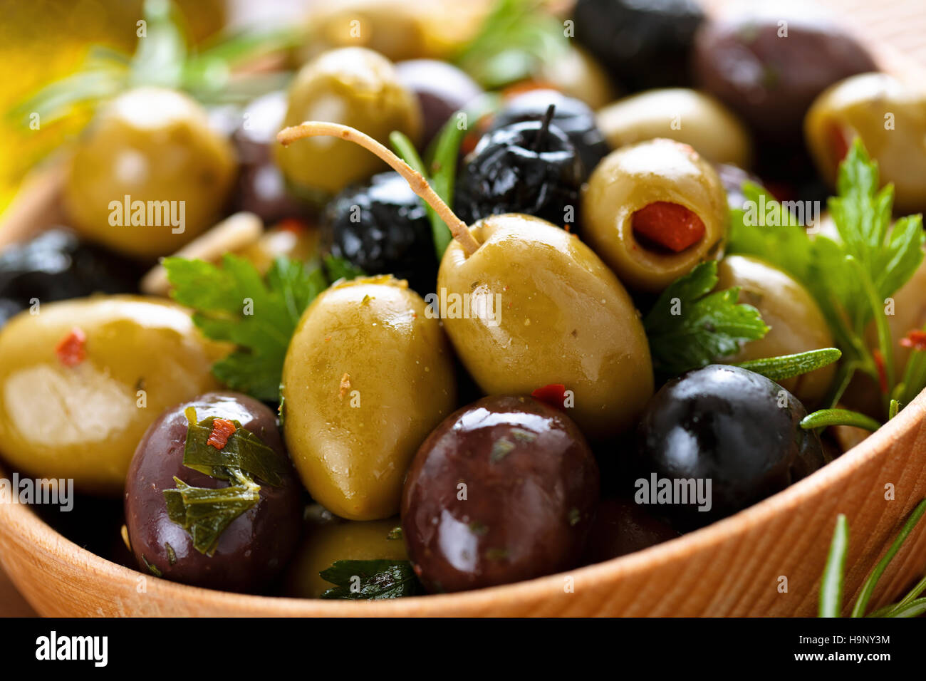 Mixed marinated olives hi-res stock photography and images - Alamy