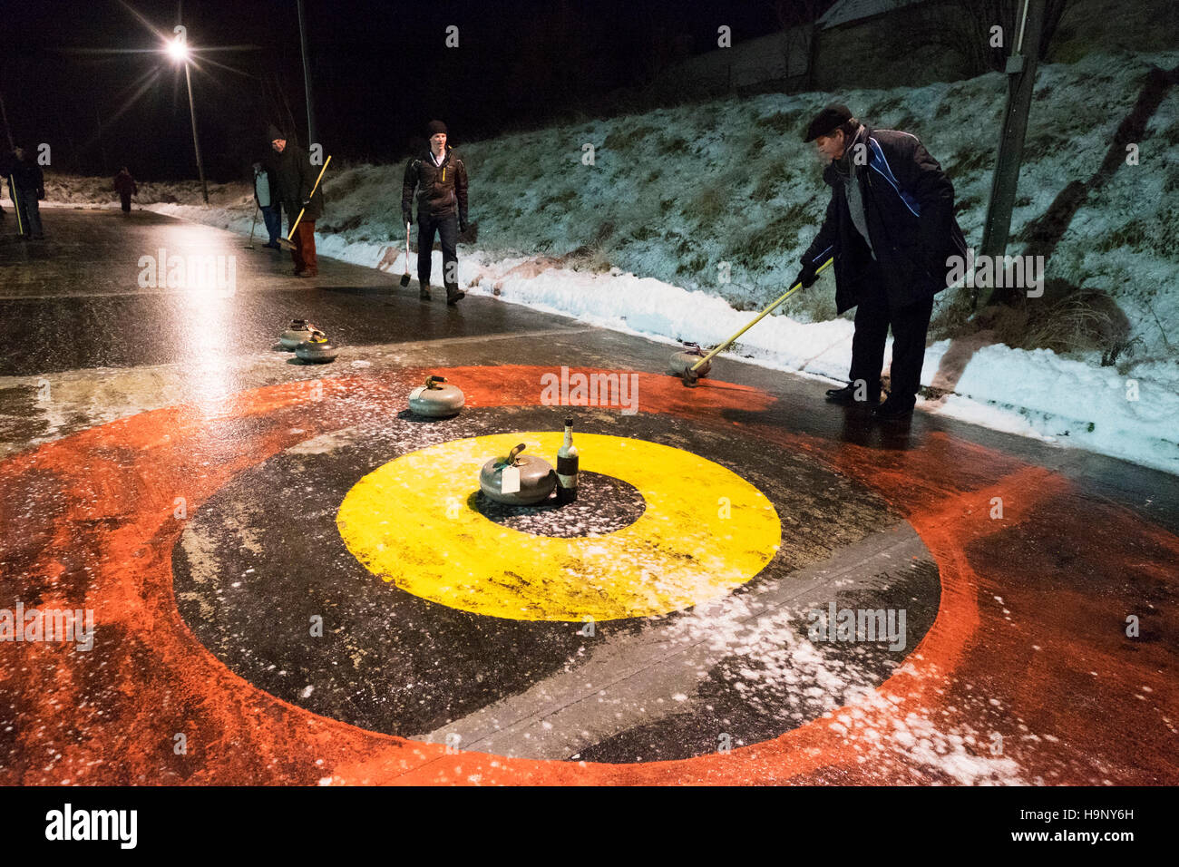 Outdoor curling at Muir of Ord Scottish Highlands Stock Photo - Alamy