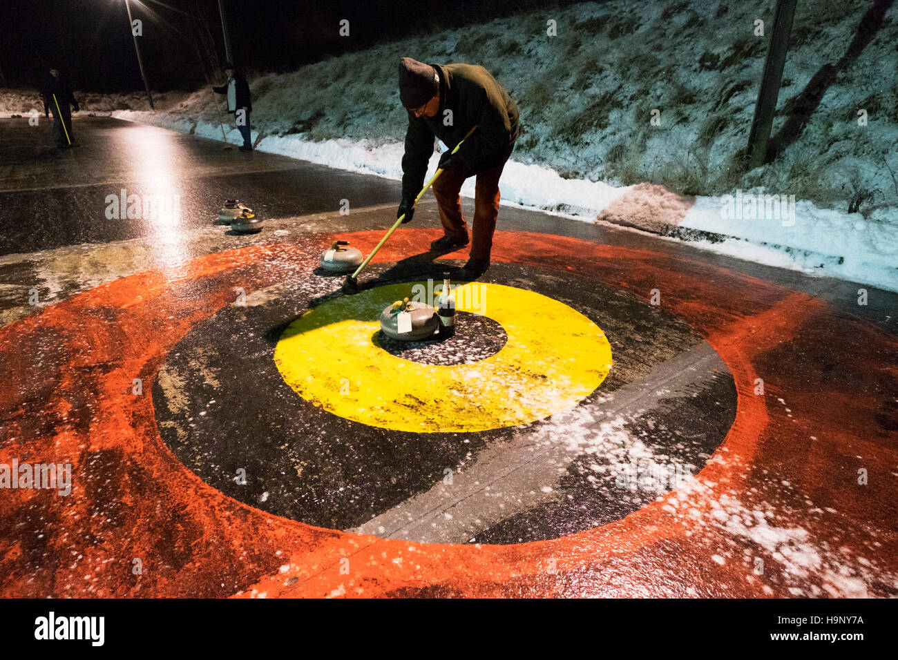 Outdoor curling at Muir of Ord Scottish Highlands Stock Photo - Alamy