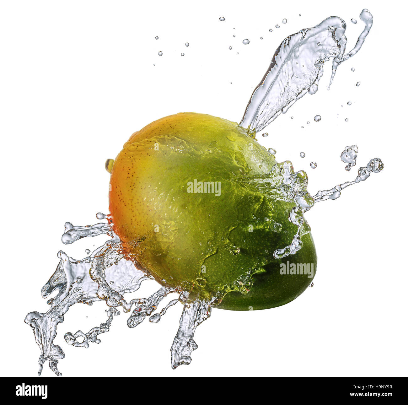 Water splash with mango isolated Stock Photo - Alamy