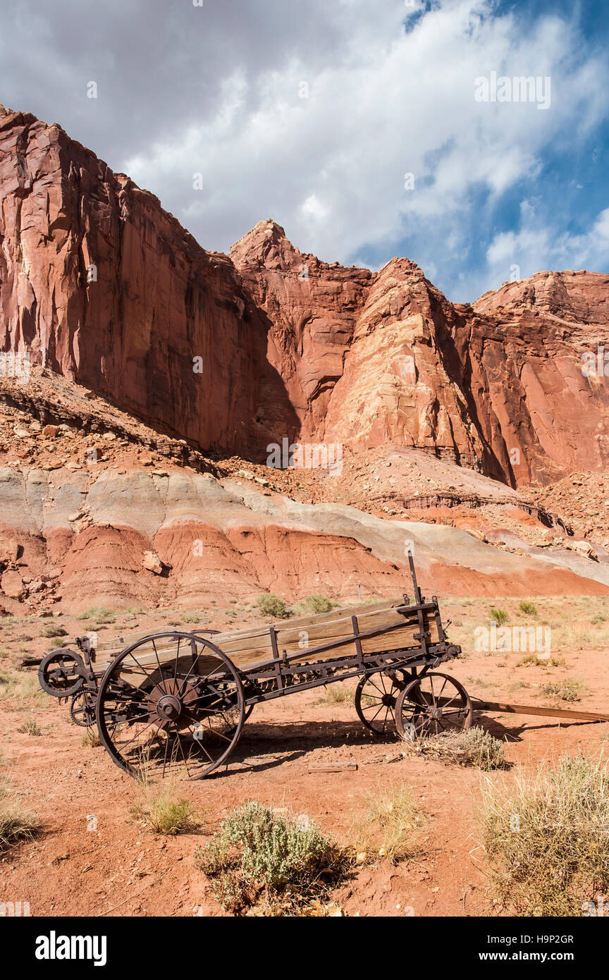 Old wagon, Fruita, Capitol Reef National Park, Utah, USA Stock Photo ...