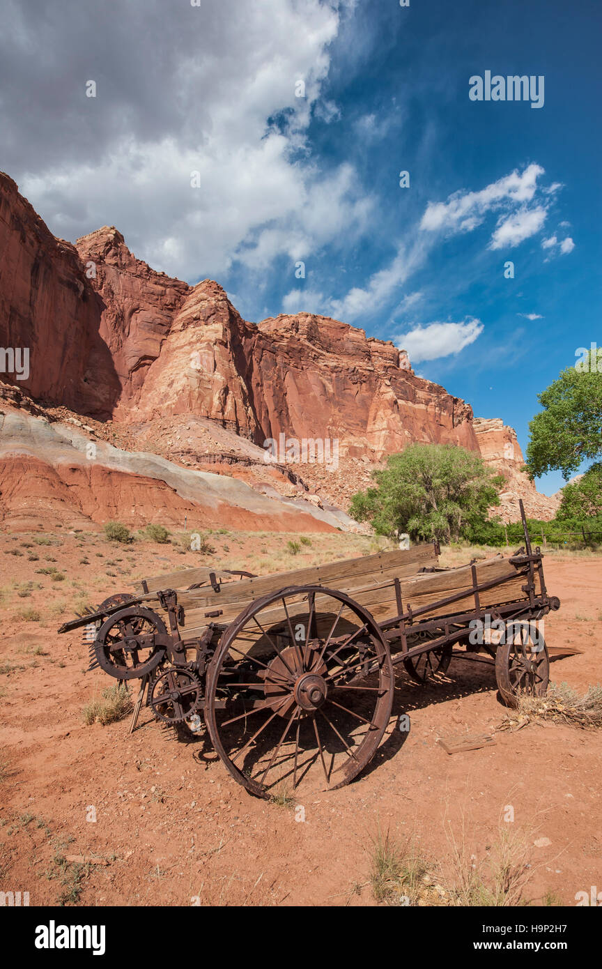Old wagon, Fruita, Capitol Reef National Park, Utah, USA Stock Photo ...