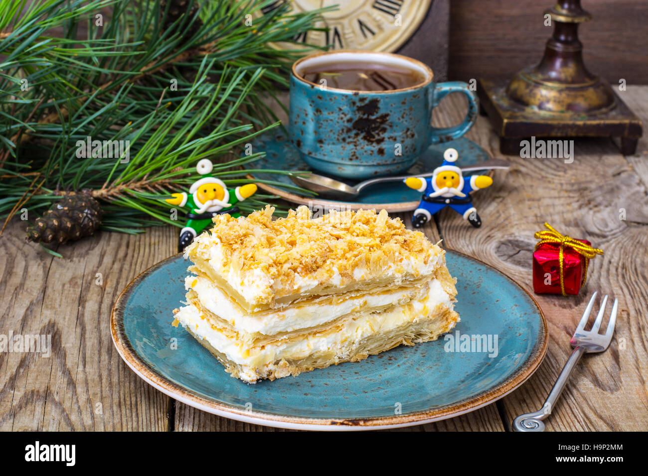 Napoleon cake for Christmas and New Year. Studio Photo Stock Photo - Alamy