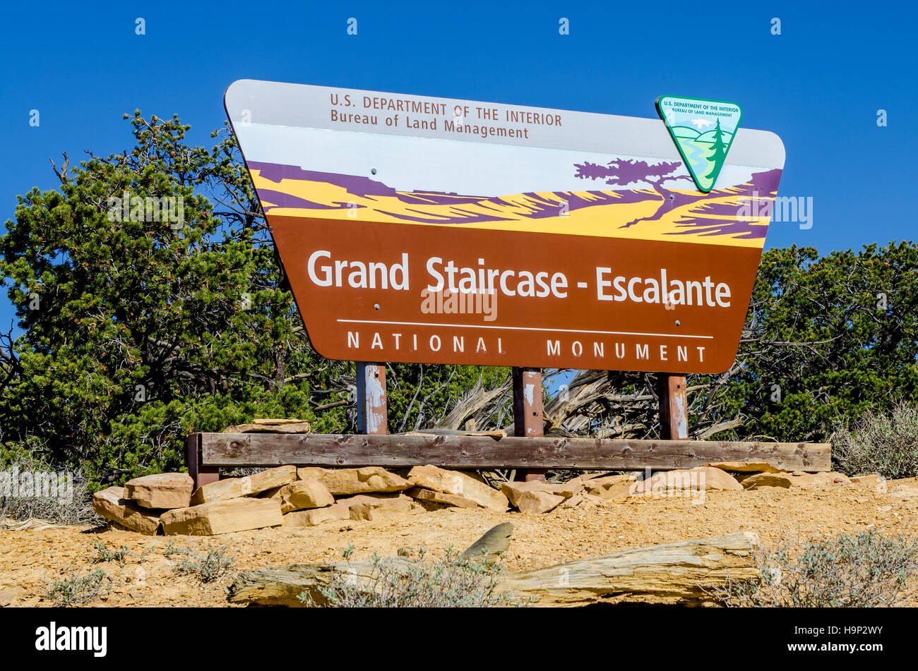 Grand staircase escalante national monument sign hi-res stock ...