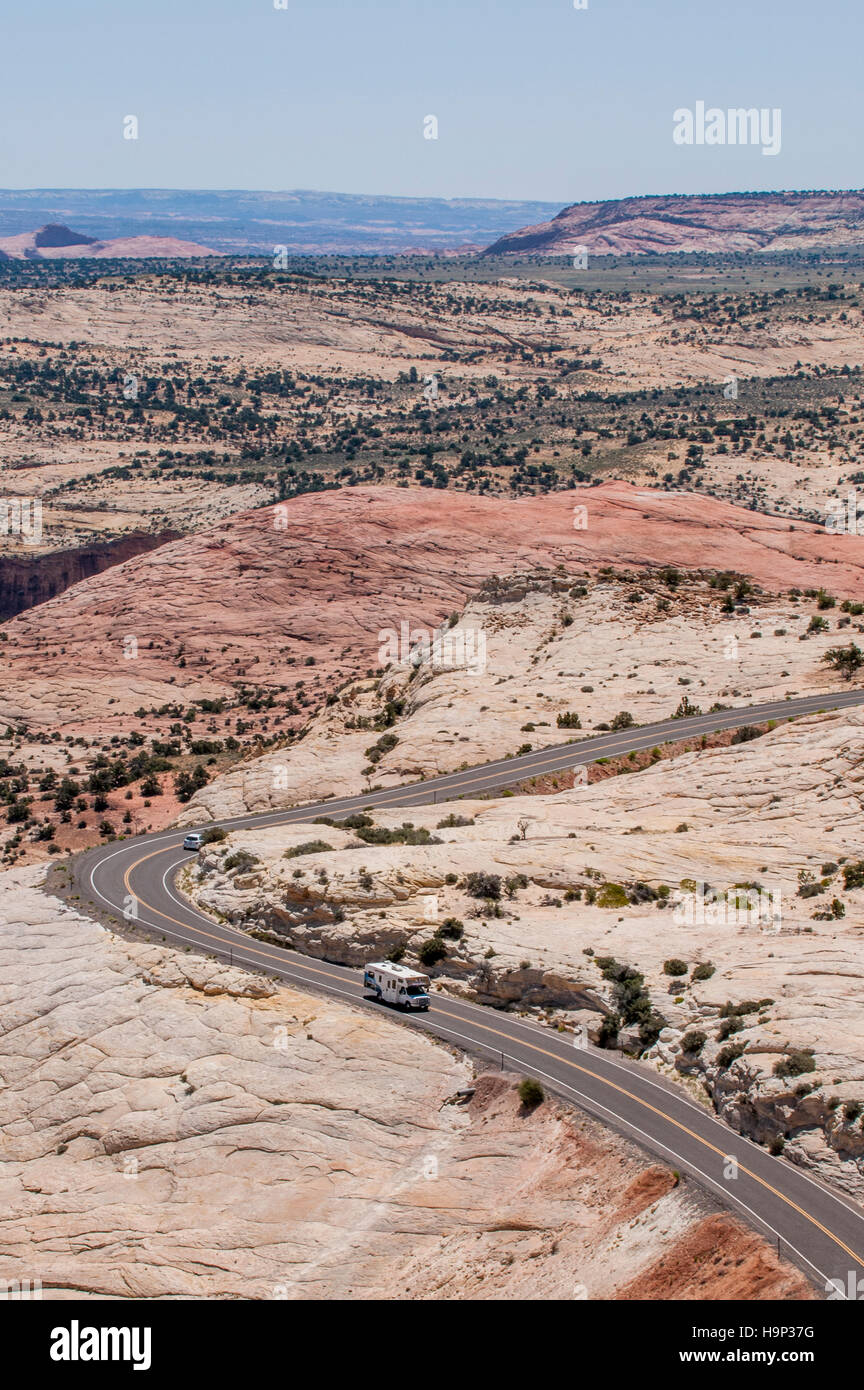 Aerial view motorhome driving road hi-res stock photography and images ...